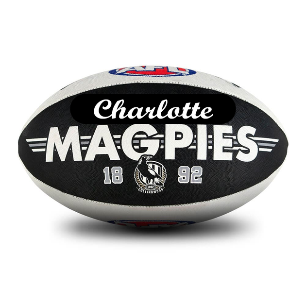 Personalised AFL Official Collingwood Magpies Club Football (Size 5 ...