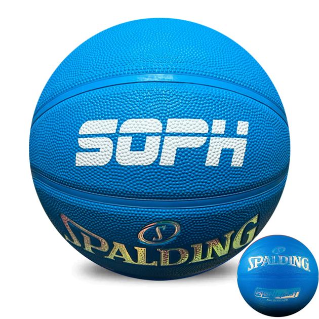 Personalised Spalding Rubber Blue Highlight Rush Basketball (Size 7 ...