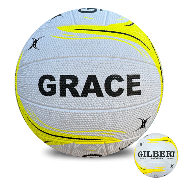 Personalised Gilbert Phoenix Netball White and Yellow (SIZE 4) | NPA ...